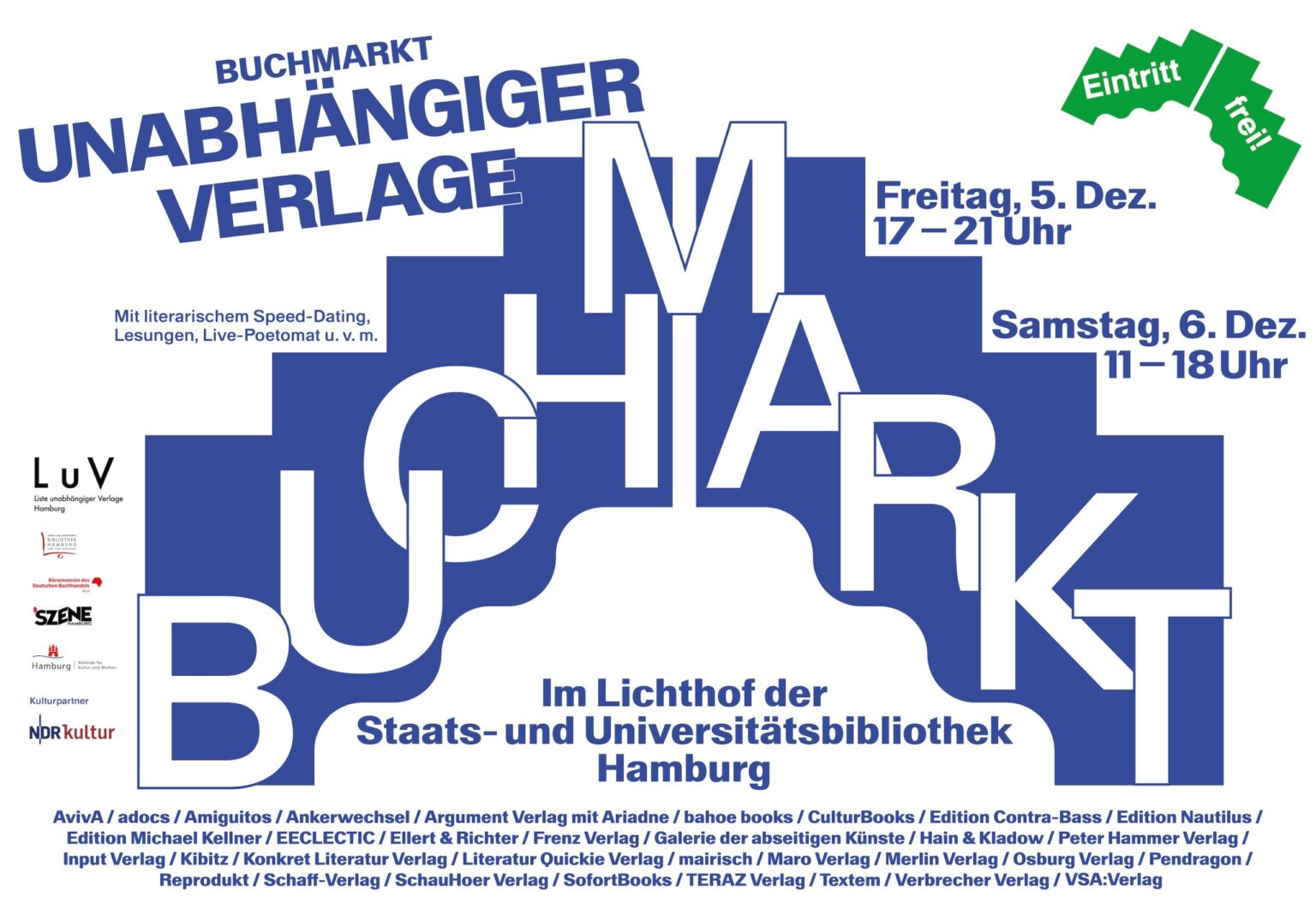 Buchmarkt der unabhängigen Verlage am 5. und 6. Dezember 2025